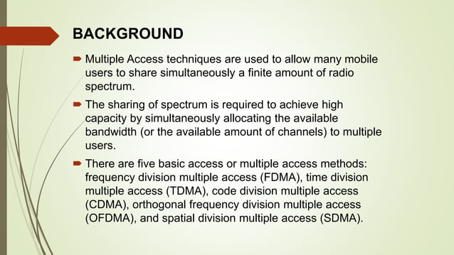 TDMA, FDMA, and CDMA | PPTX