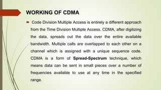 TDMA, FDMA, and CDMA | PPTX