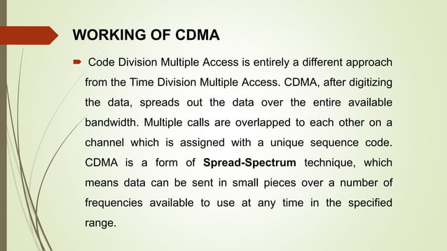 TDMA, FDMA, and CDMA | PPTX