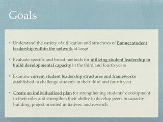 Building Developmental Capacity through Bonner Student Leadership | PPT