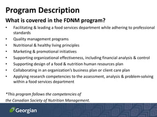 Food and Nutrition Management (FDNM) at Georgian College, Canada | PPT
