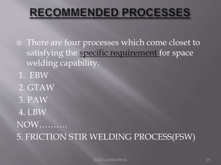 Welding in space | PPTX