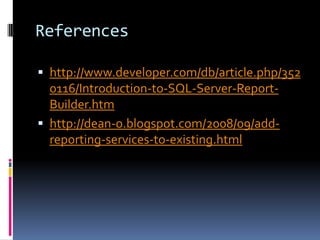 Introduction to SSRS Report Builder | PPTX