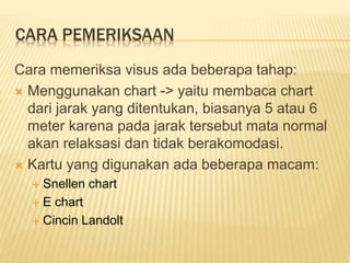 pemeriksaan mata lengkap dalam menentukan kelainan refraksi | PPTX