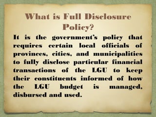 Revised Full Disclosure Policy | PPT