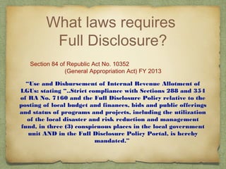 Revised Full Disclosure Policy | PPT