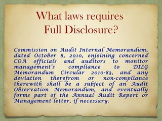 Revised Full Disclosure Policy | PPT