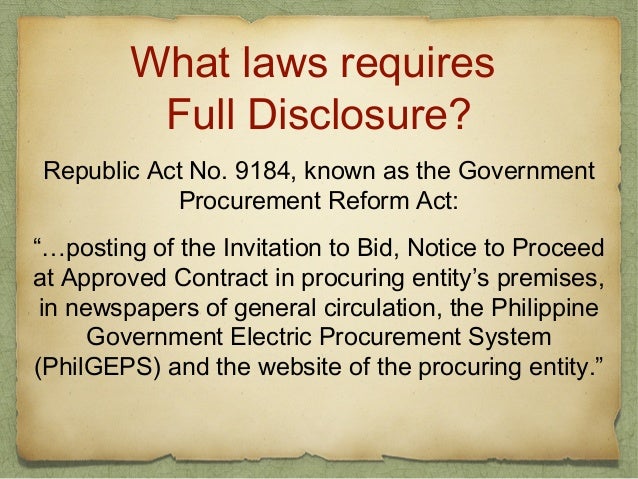 Revised Full Disclosure Policy