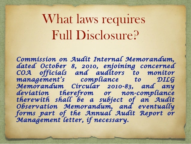 Revised Full Disclosure Policy