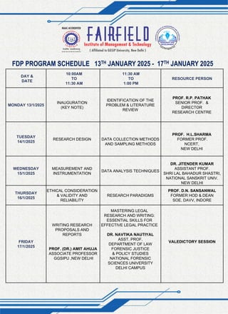 FACULTY DEVELOPMENT PROGRAM |HYBRID MODE | PDF