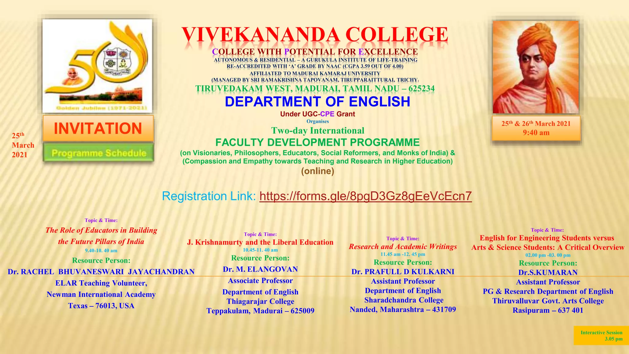 FDP invitation and programme schedule | PPTX