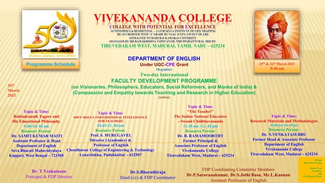 FDP invitation and programme schedule | PPTX