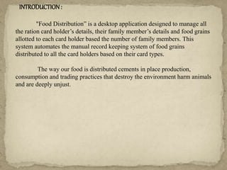 project on vb.net in BCA food distribution Management system | PPTX