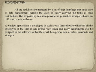 project on vb.net in BCA food distribution Management system | PPTX