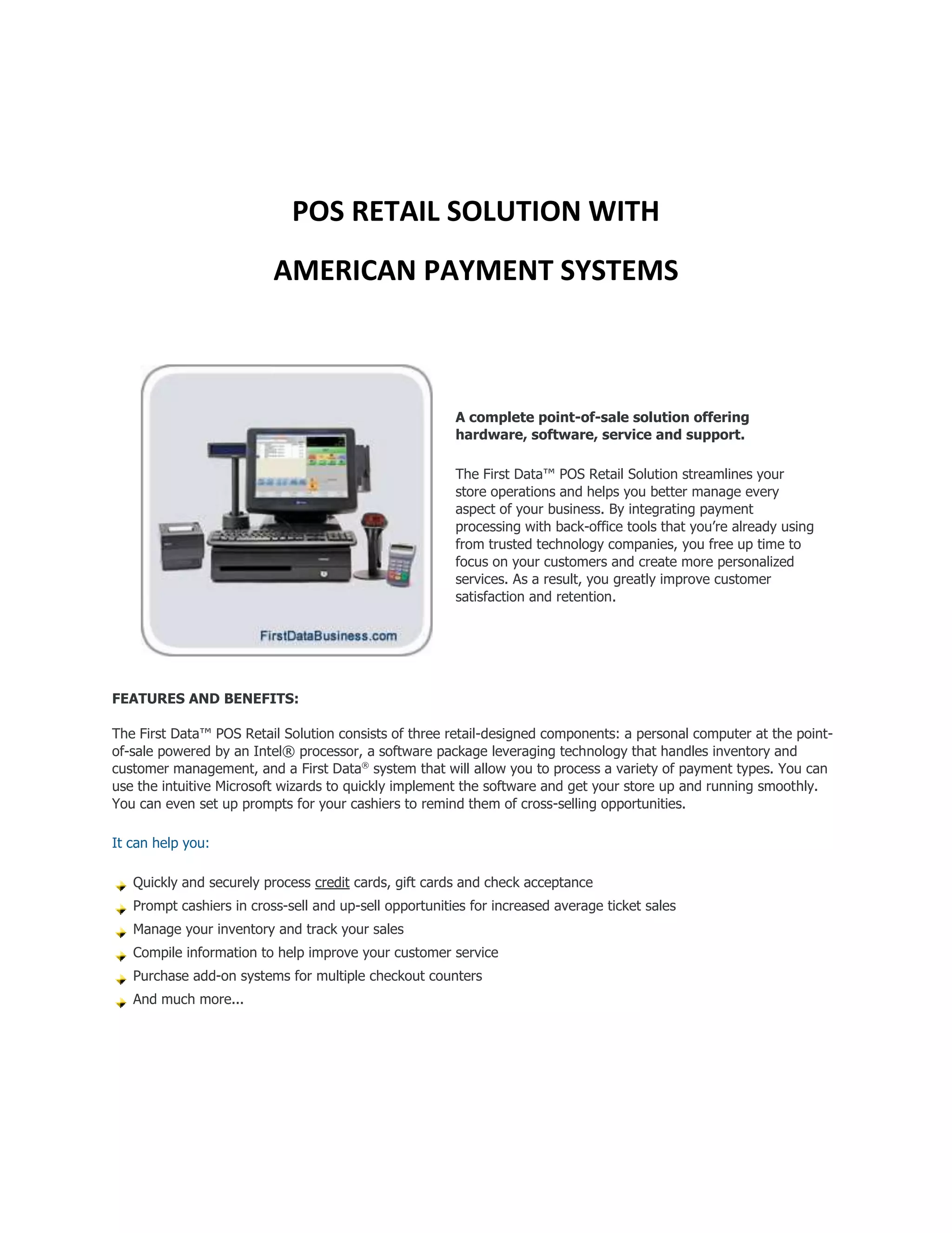 Fdr pos retail solution | DOCX