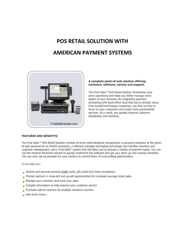 Fdr pos retail solution | DOCX