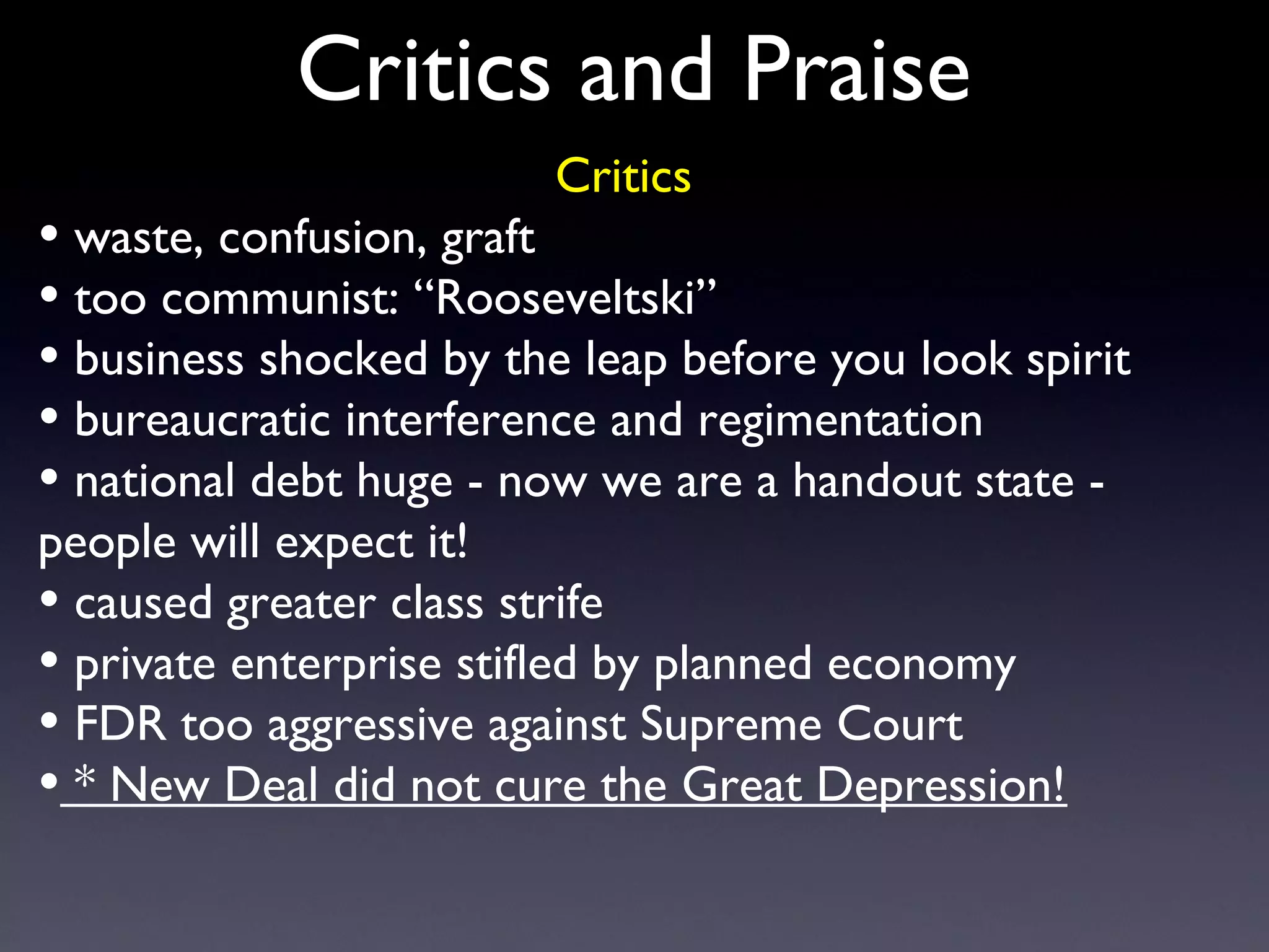 Fdr's new deal and great depression pt 2(1) | PPT