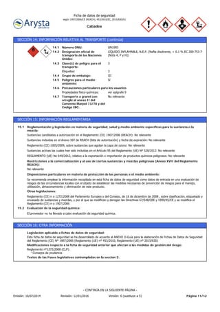 Hoja de Seguridad Cabadex | PDF
