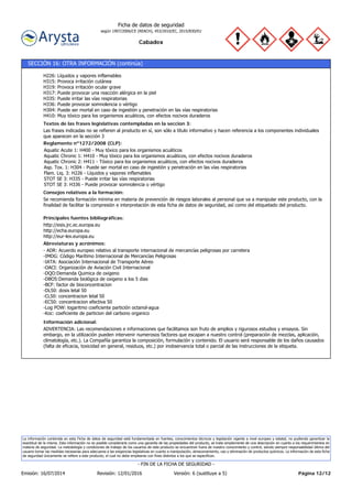 Hoja de Seguridad Cabadex | PDF