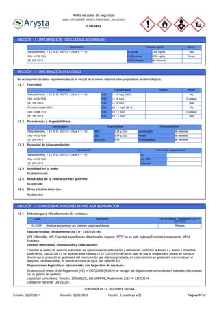 Hoja de Seguridad Cabadex | PDF
