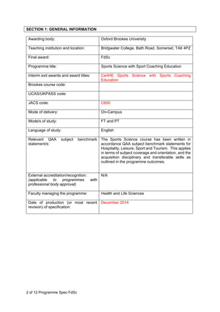 FdSc Sport Science with Sports Coaching Education | PDF