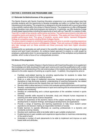 FdSc Sport Science with Sports Coaching Education | PDF