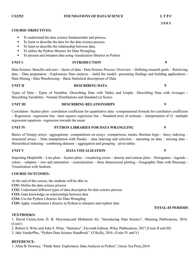 fds syllabus regulations 2021 fifth semester | PDF