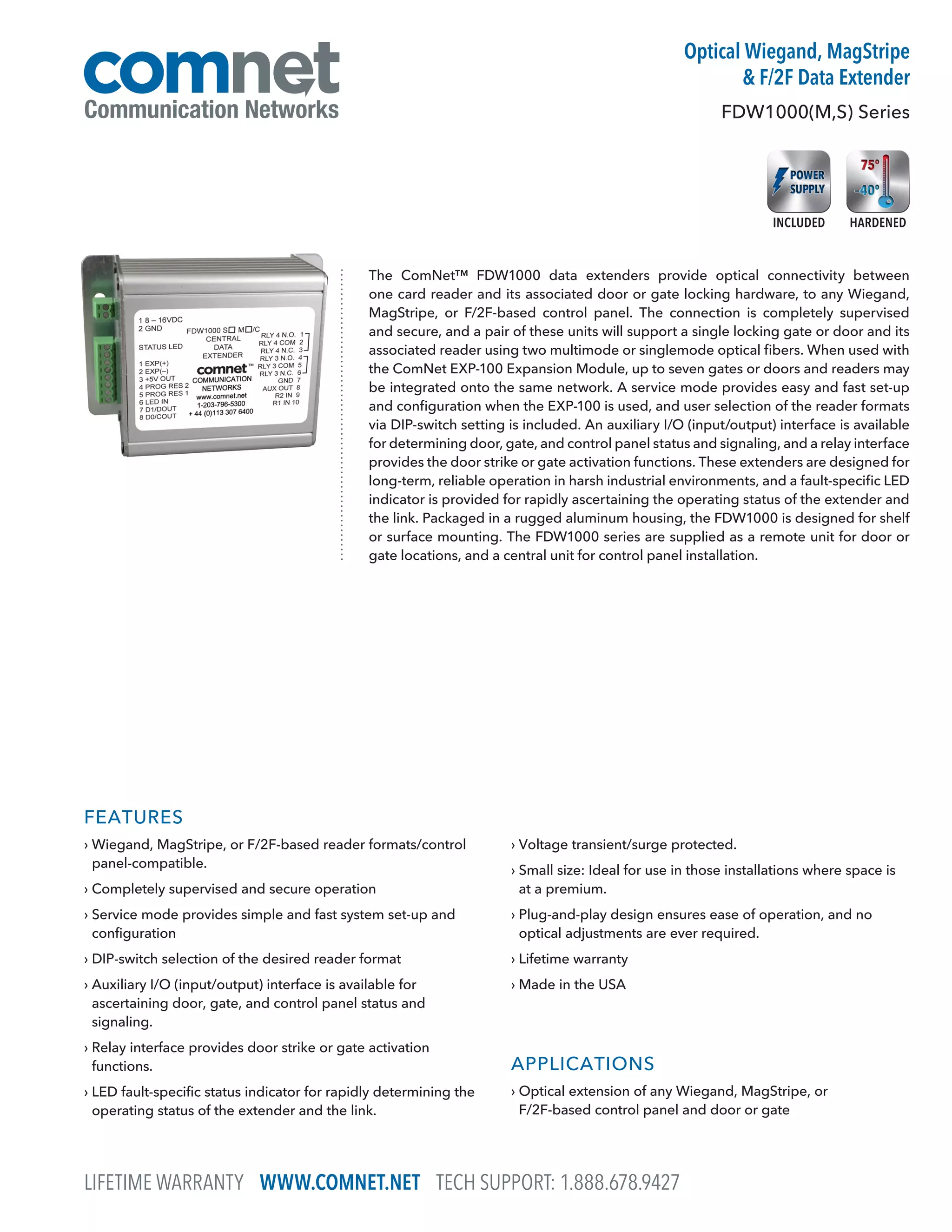 ComNet FDW1000MC Data Sheet | PDF