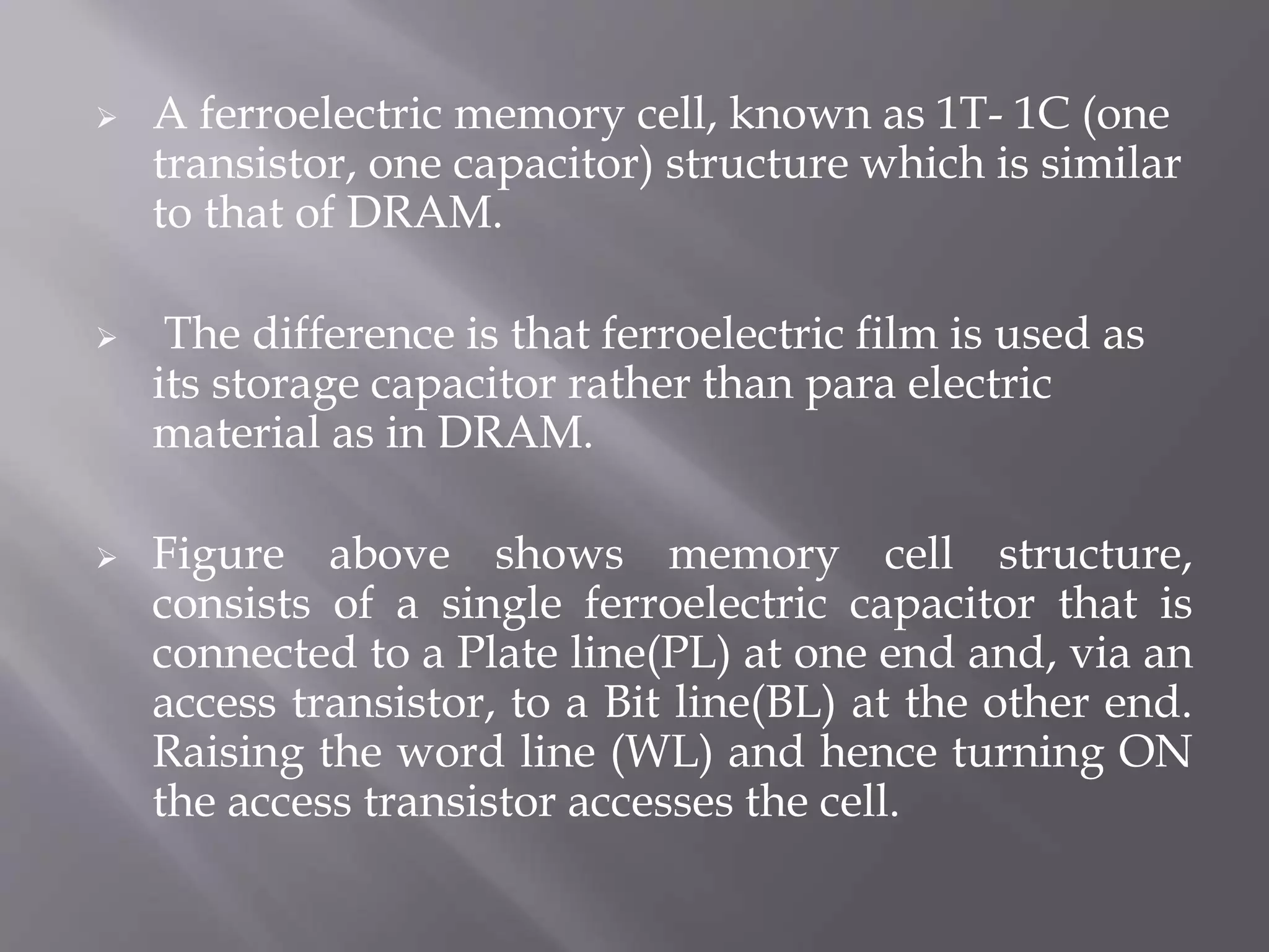Ferroelectric RAM presentation | PPTX