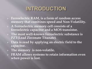 Ferroelectric RAM presentation | PPTX