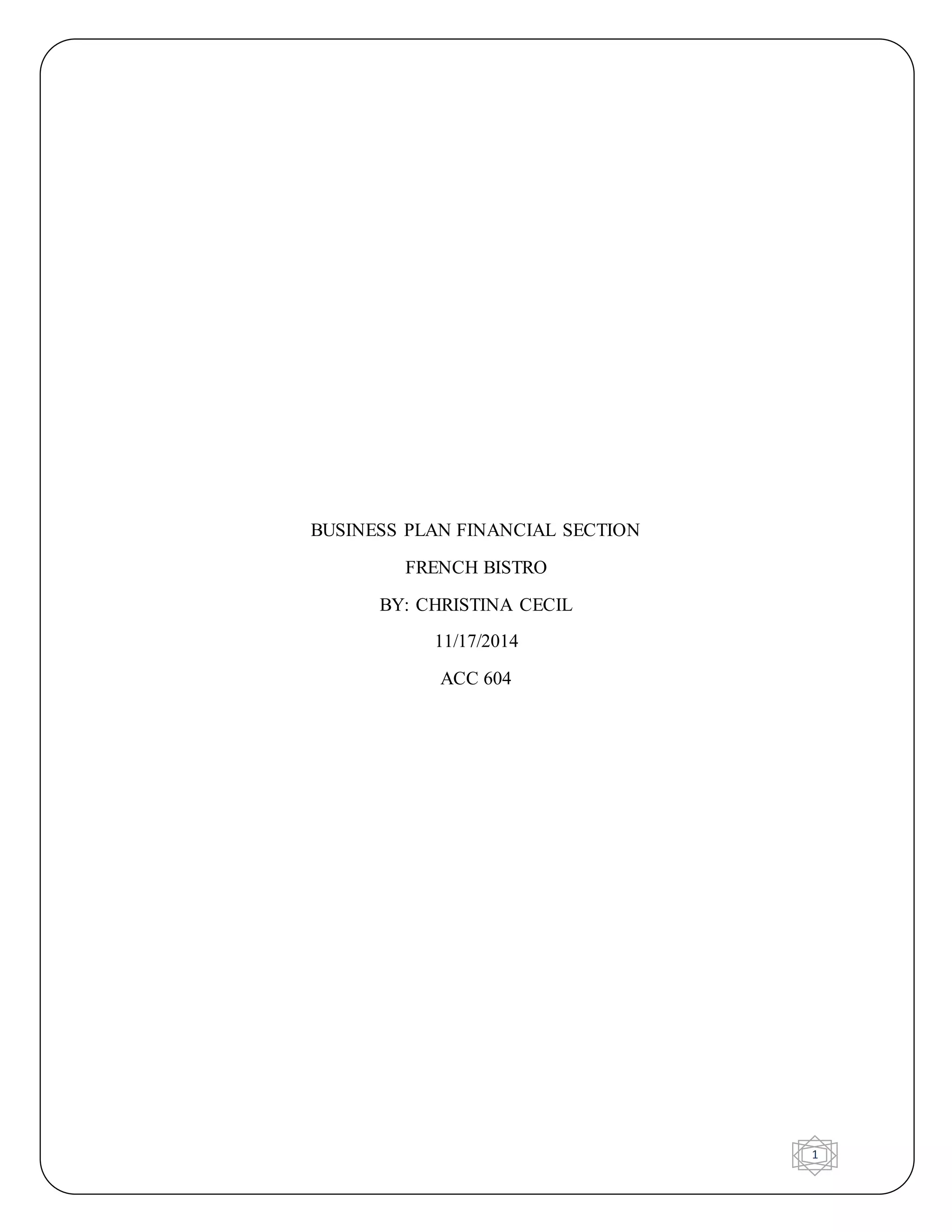 BUSINESS PLAN FINANCIAL SECTION | PDF