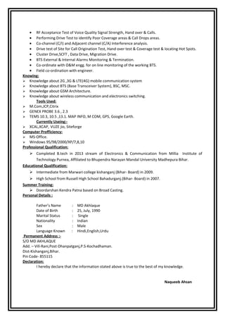 N.AHSAN | DOC | Telecommunications Industry | Industries