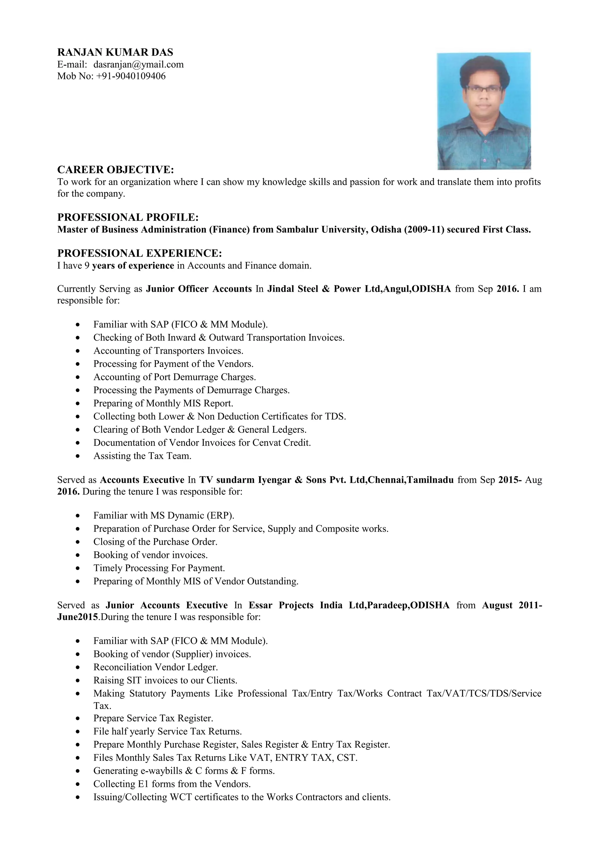 Resume-RANJAN | PDF