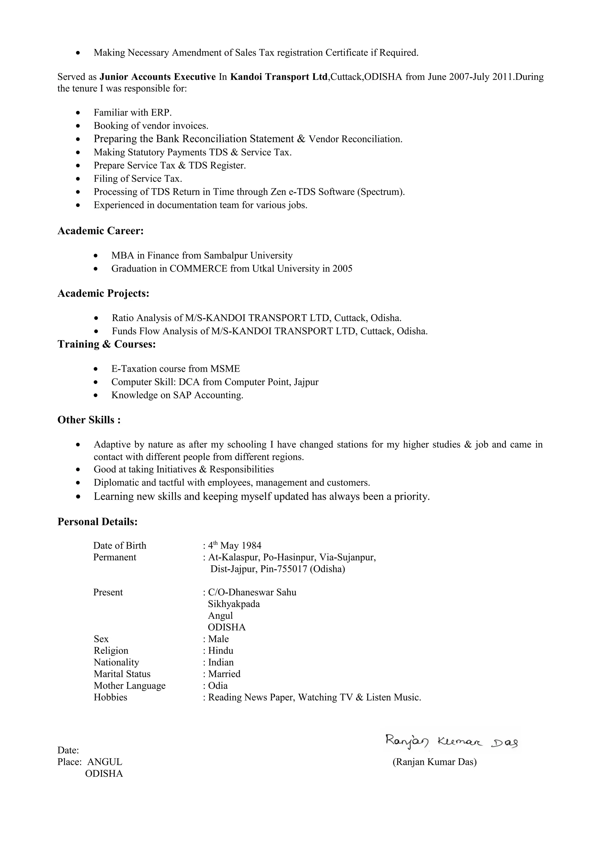 Resume-RANJAN | PDF