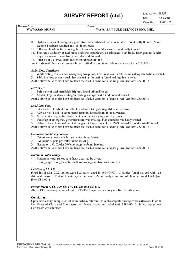 DNV Survey Report_Wawasan Murni_POSPONEMENT OF RCH, BOTTOM & STATUTORY ...