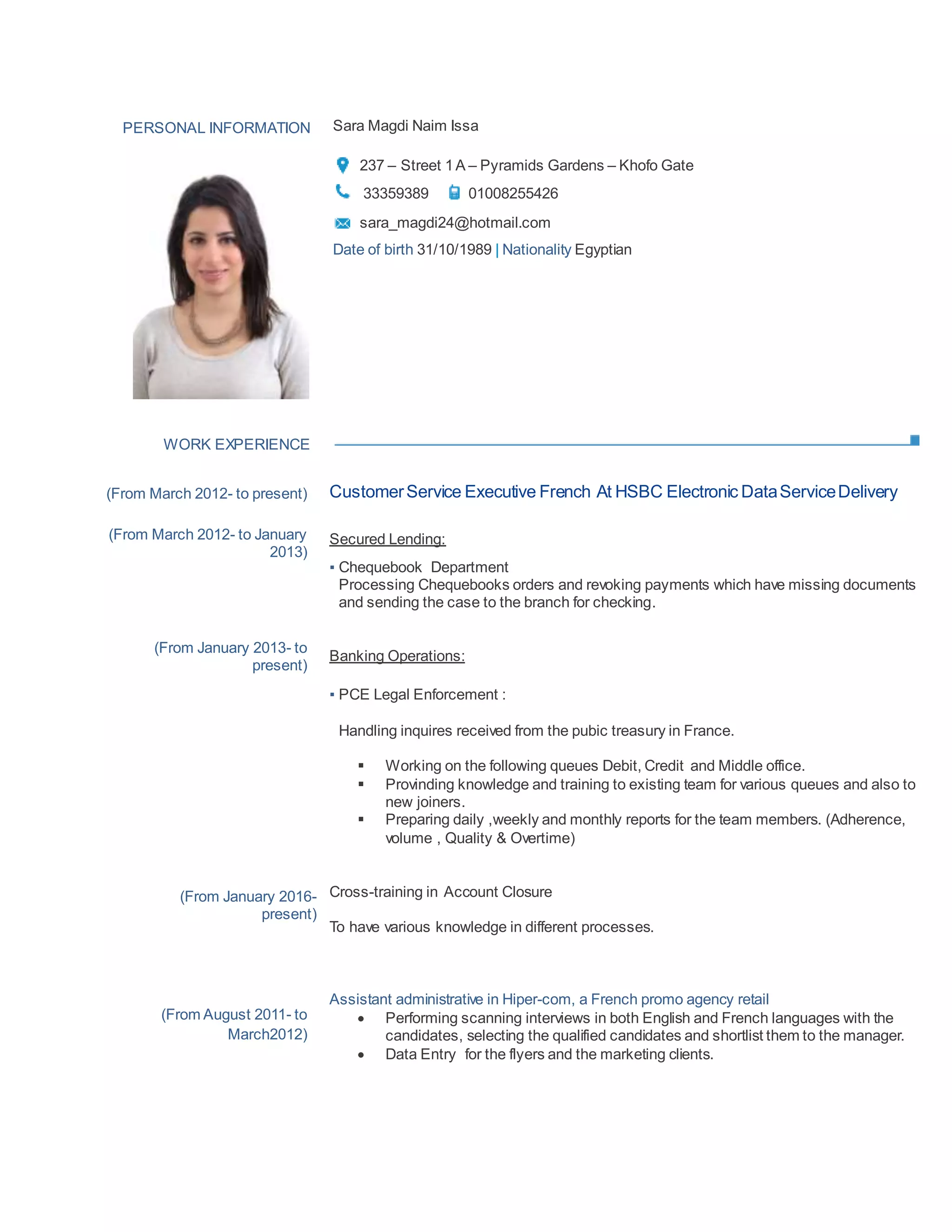 Sara Magdi CV-1 | DOCX | Business | Business and Finance