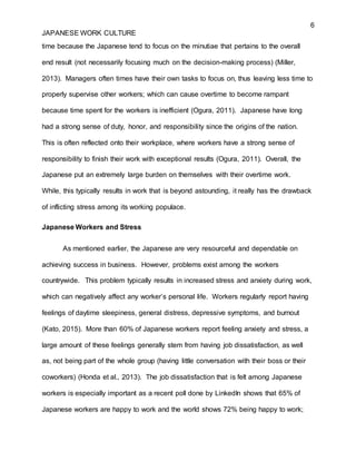HCA 457 Stress in the Japanese Workplace | DOCX
