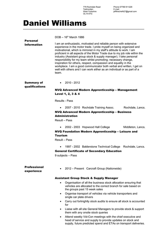 Daniel Williams CV | PDF