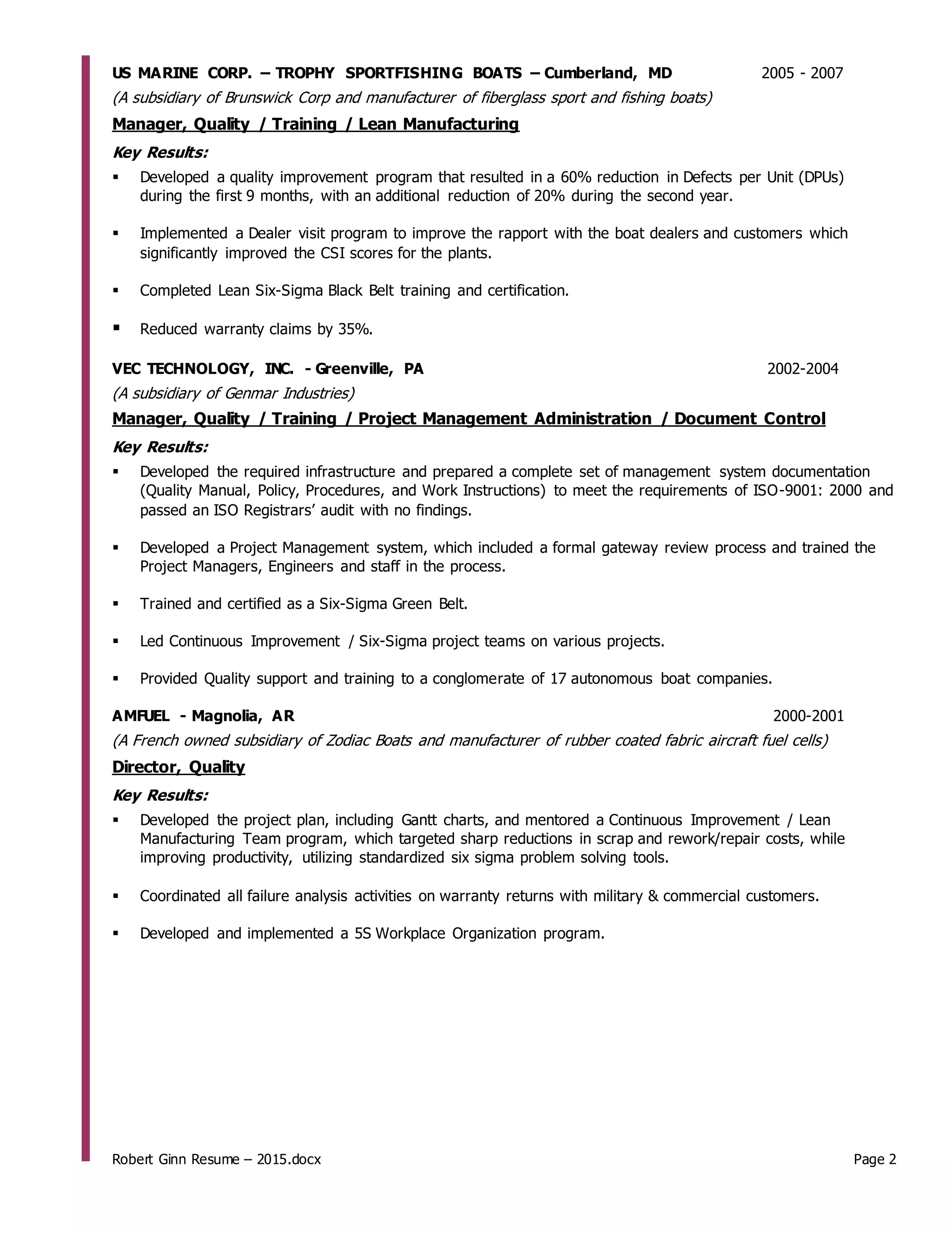 Robert Ginn Resume - 2015 | DOCX