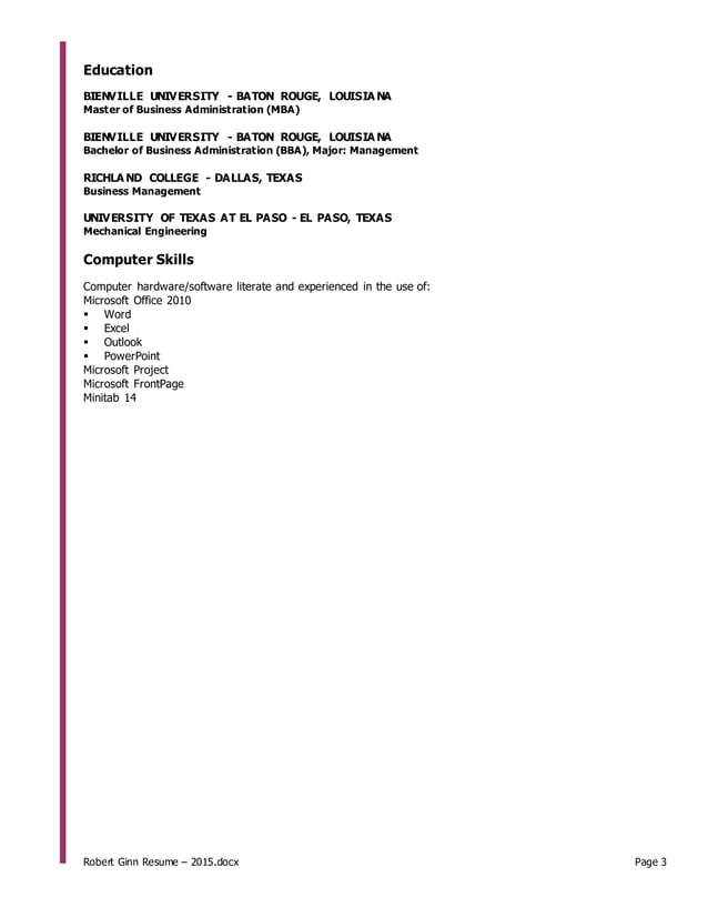 Robert Ginn Resume - 2015 | PDF