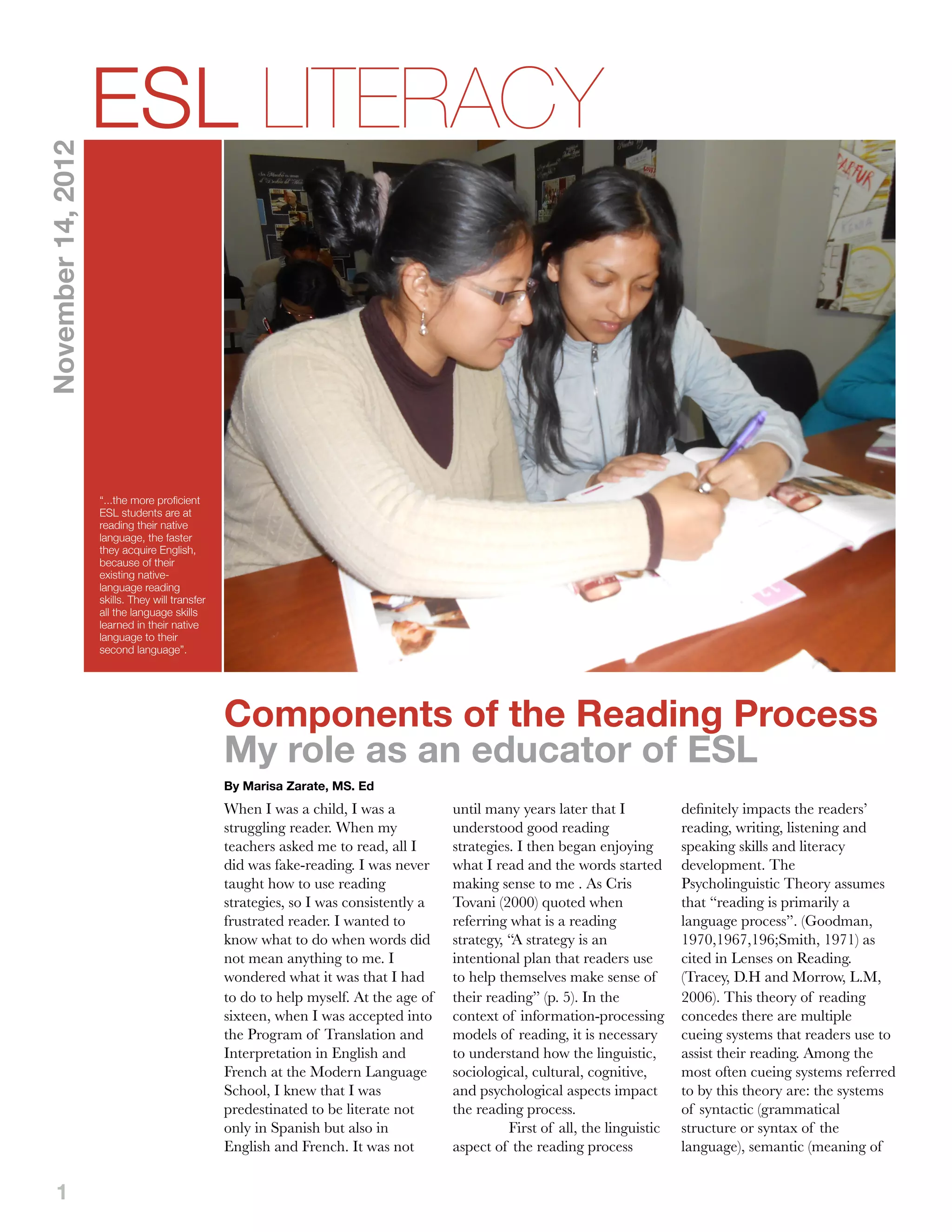 COMPONENTS OF THE READING PROCESS | PDF