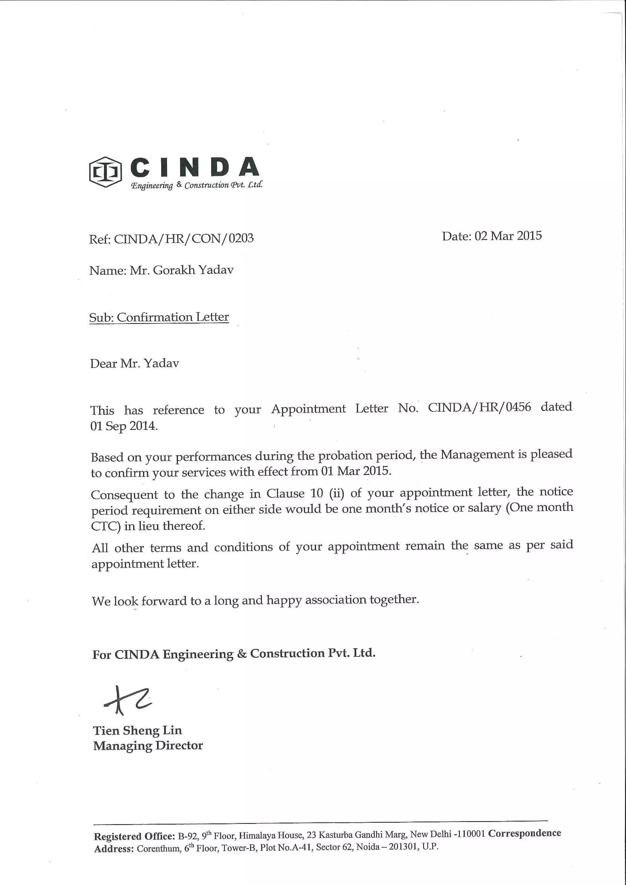 CTCI-cinda confirmation letter | PDF