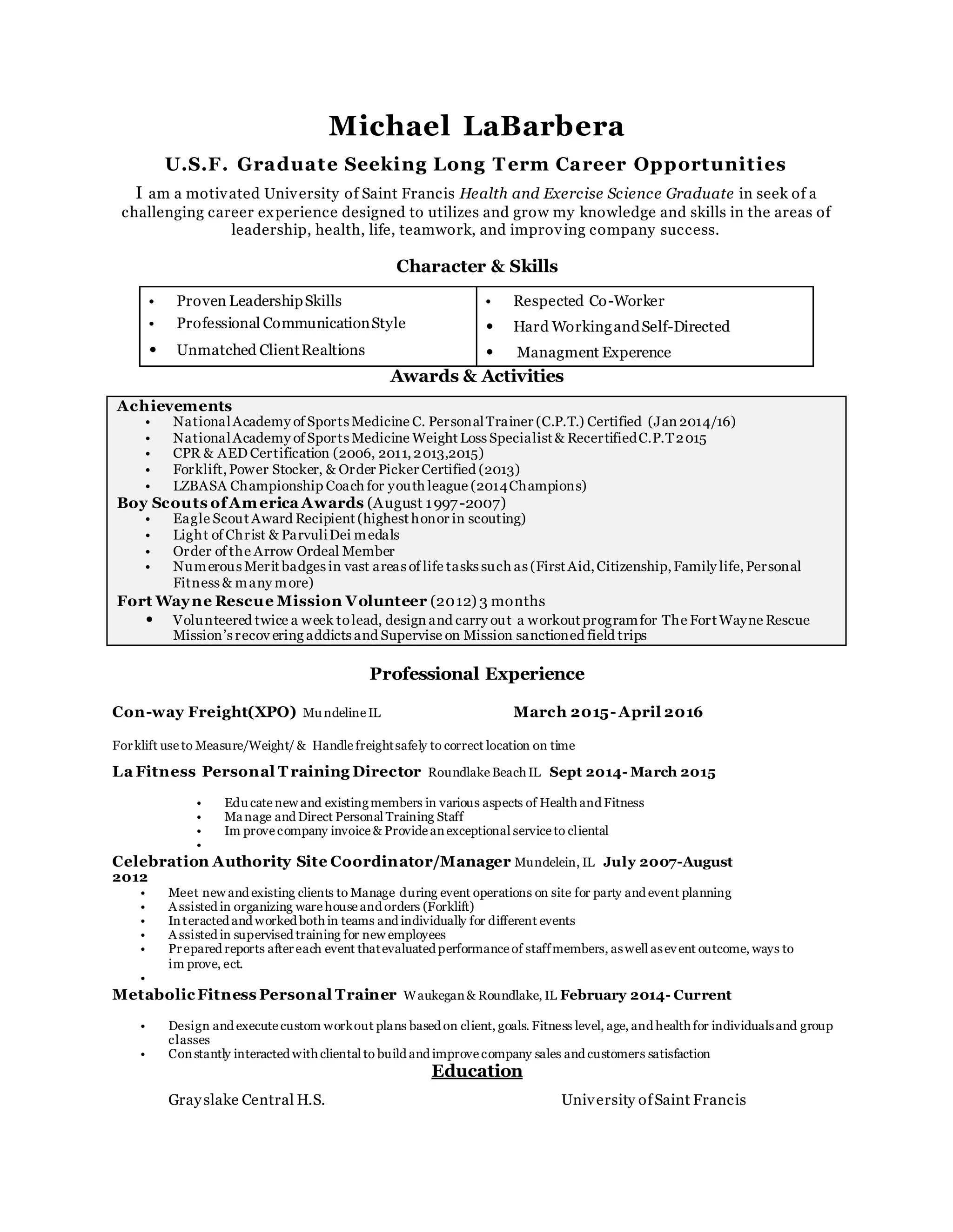 Resume Michael LaBarbera UPDATE | DOCX