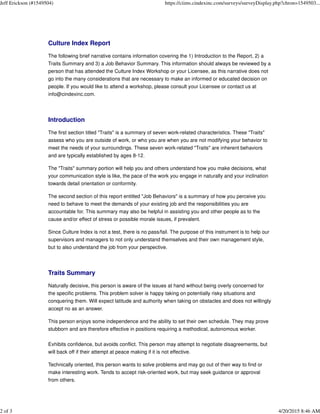 Jeff Erickson Culture Index | PDF