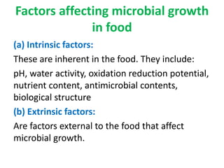 MICROBIAL GROWTH IN FOOD | PPTX