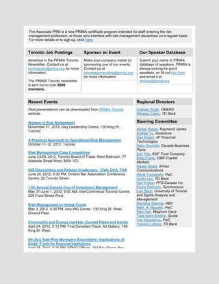 PRMIA Toronto 1-2013 | PDF | Financial Industry | Industries