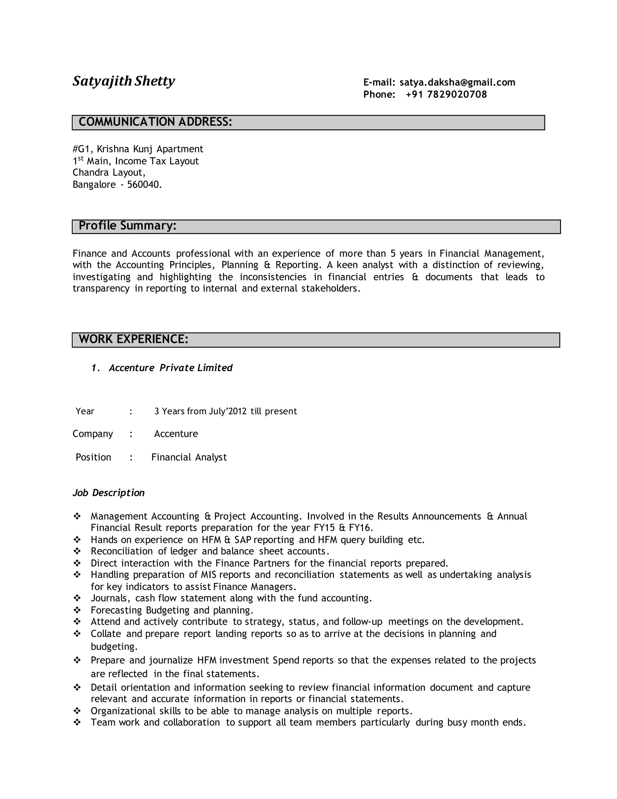 Satyajith resume | DOCX