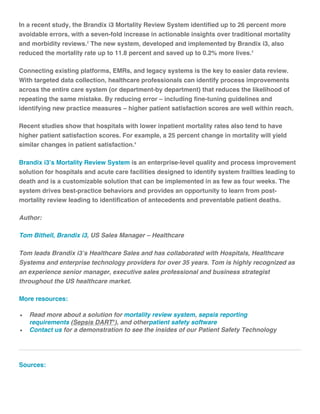 Turbo-Charging the Mortality Review System in A Healthcare Organize ...