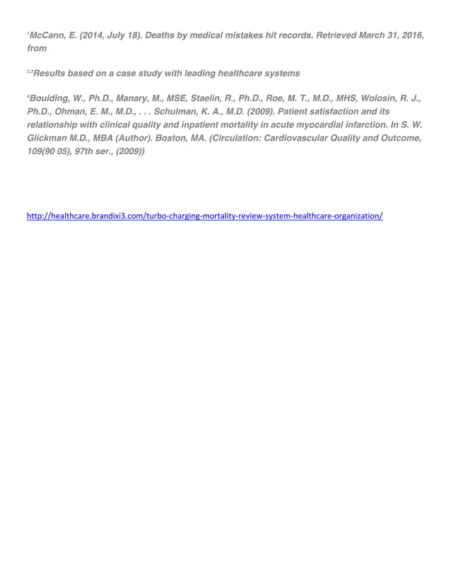 Turbo-Charging the Mortality Review System in A Healthcare Organize ...