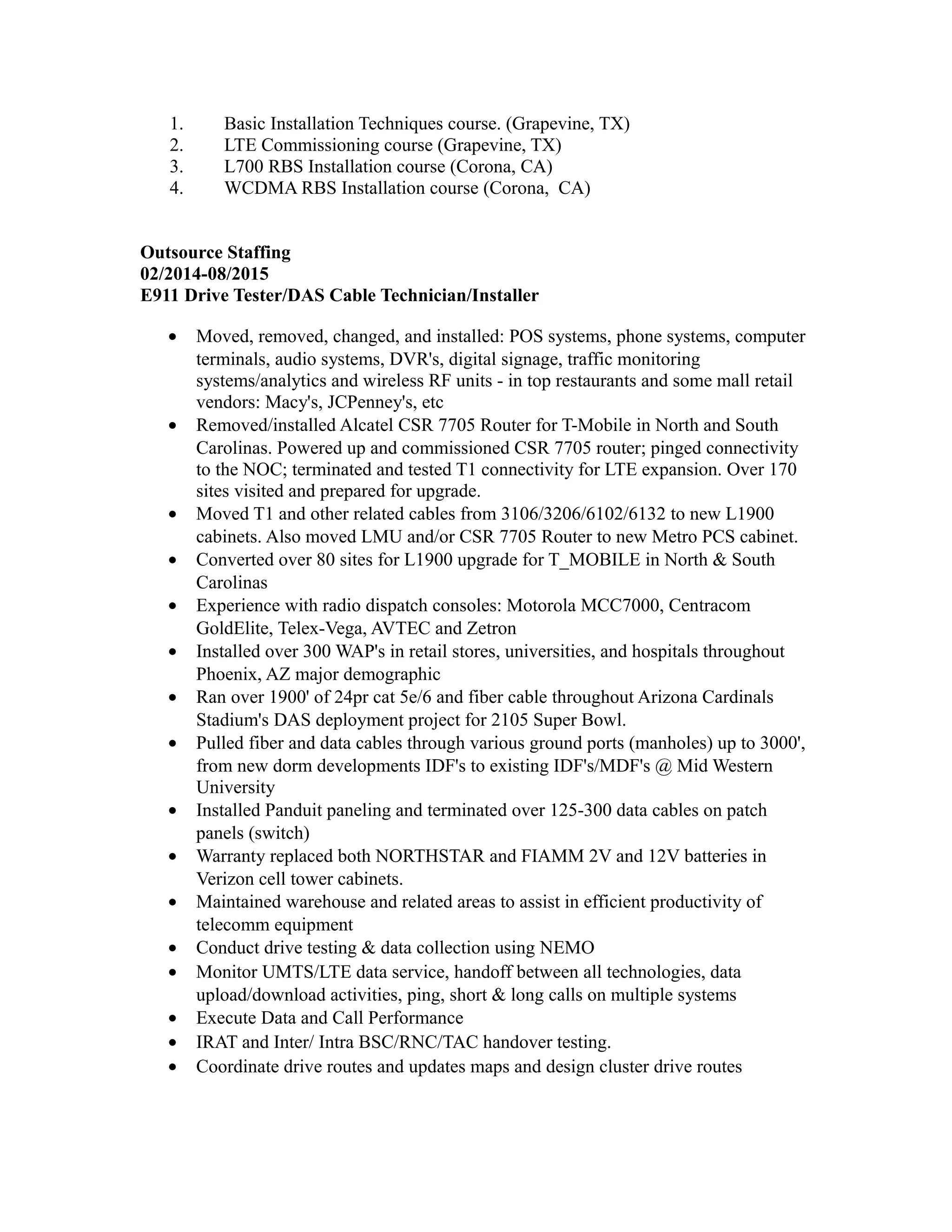 Donald resume new | DOC | Telecommunications Industry | Industries